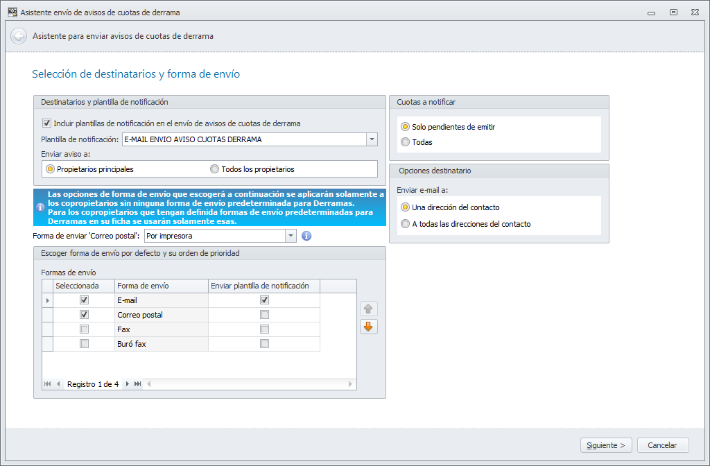 Creación de una derrama
