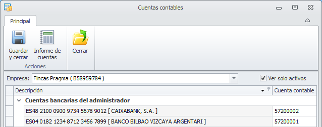 Definición de cuentas contables