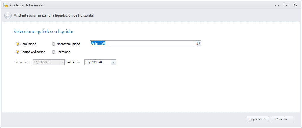 Emitir liquidación de gastos e ingresos